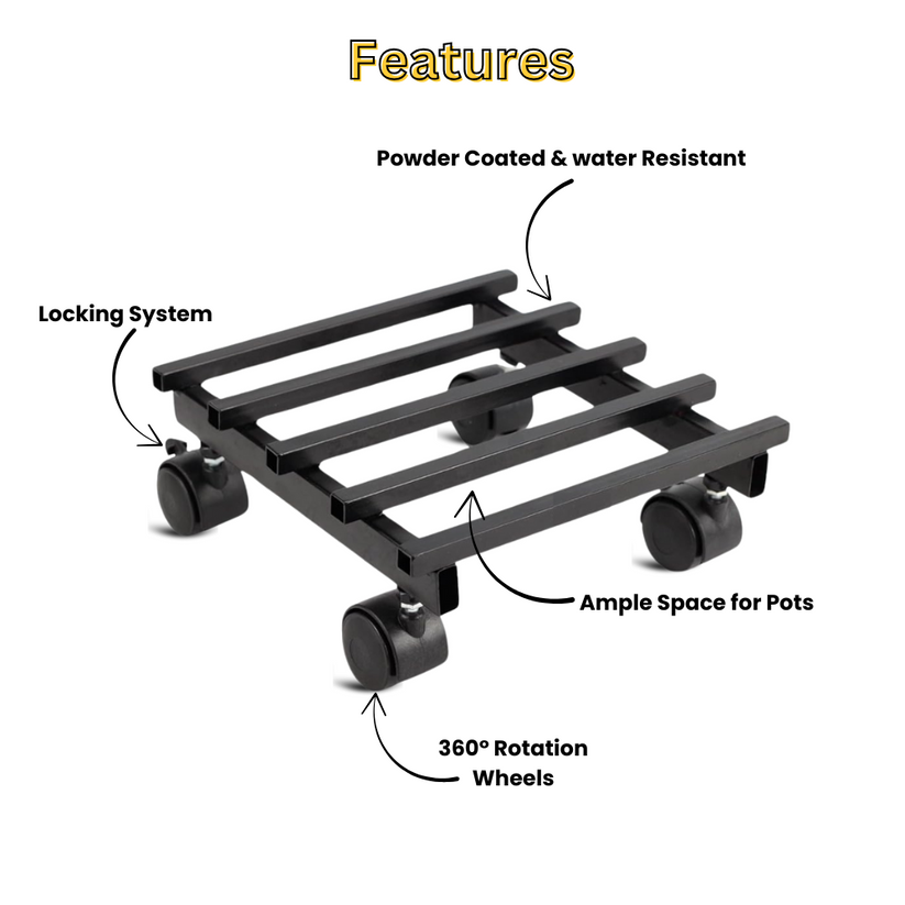 OrganicBazar Heavy Duty Metal Plant Stand with Wheels for Indoor ...