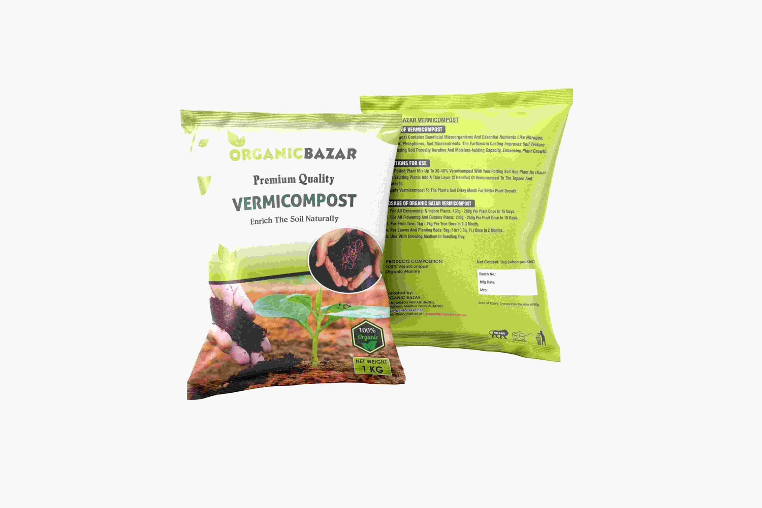 Vermicompost Fertilizer for Home garden Plants (1kg) - organicbazar